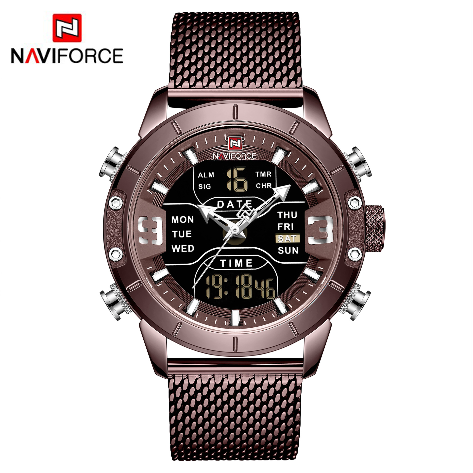 Naviforce 9153S- CECE Wristwatch Stainless Steel Belt luminous Luxury ...